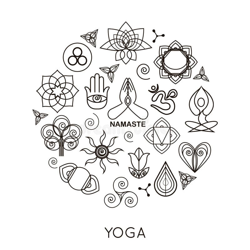 Set of Outline Yoga Monograms and Logos. Abstract Stock Vector ...