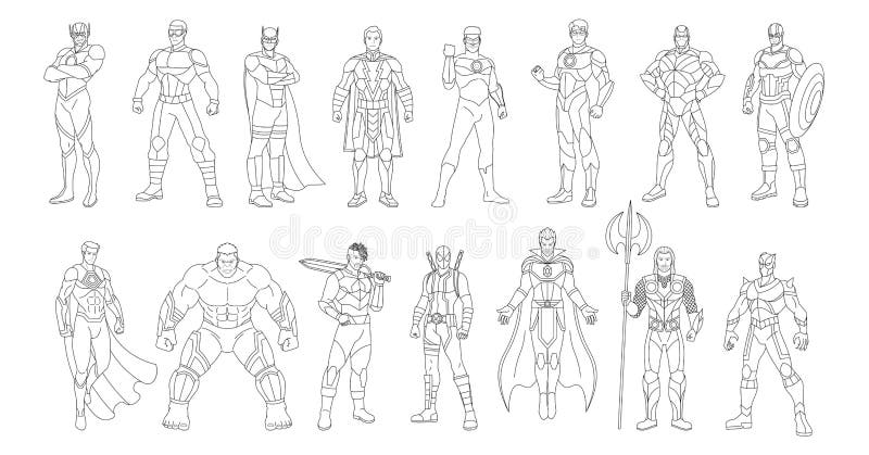 Outline of a Superhero Cartoon Stock Vector - Illustration of hero ...
