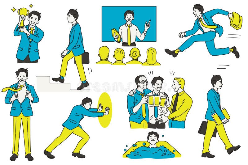 Businessman Activities in daily Routines Stock Vector - Illustration of ...