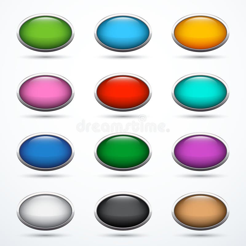 Set of oval buttons stock vector. Illustration of blue - 99967524