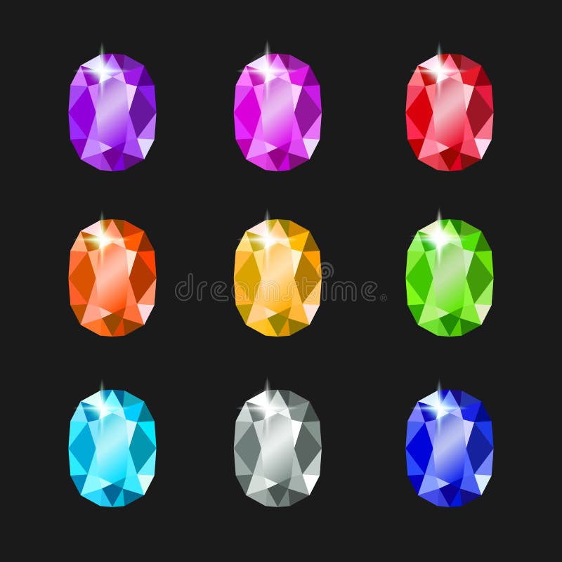 Set of Oval Jewels of Different Colors. Gemstones for Design Stock ...