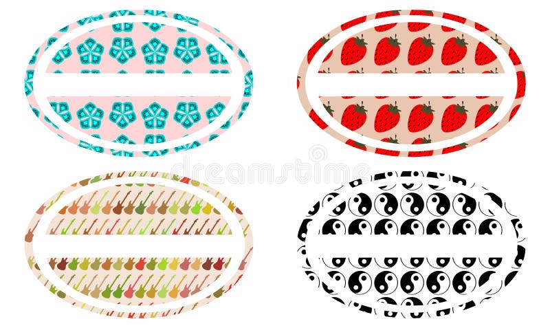 Set of Oval Labels with Patterns, Colors, Isolated. Stock Vector ...