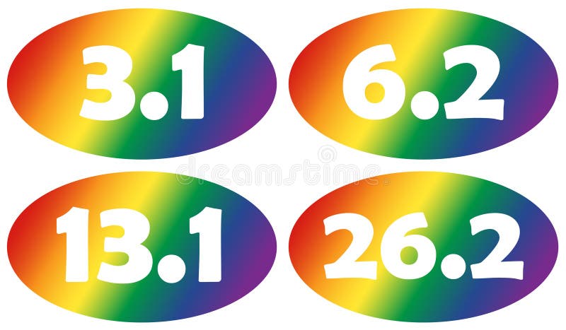 A Set of Oval Race Distance Numbers in Rainbow Pattern Stock Vector ...