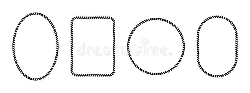 Set of Oval, Rectangle and Round Rope Frames. Shapes with Cord, Thread ...
