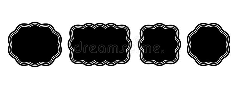 Set of Oval, Rectangle, Square and Circle Shapes with Wavy Edges ...
