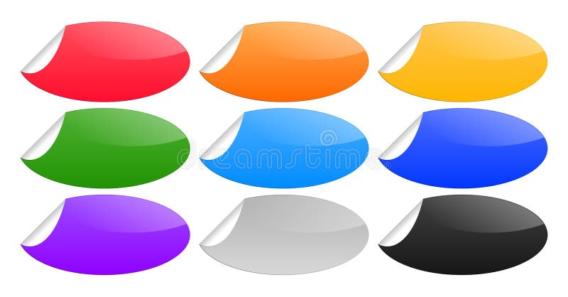 Set Oval Stickers on a White Background Stock Illustration ...