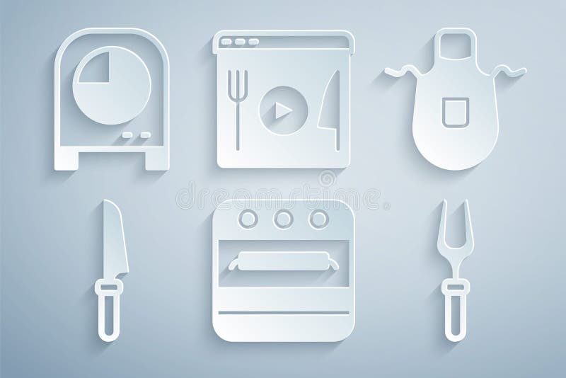 Set Oven, Kitchen Apron, Knife, Barbecue Fork, Cooking Live Streaming ...