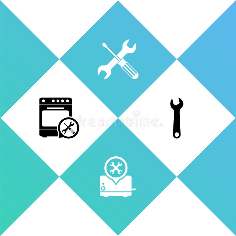 Set Oven Service, Toaster, Crossed Screwdriver and Wrench and Wrench ...