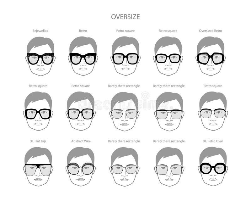 Set Of Oversize Frame Glasses On Men Face Character Fashion Accessory Illustration Sunglass