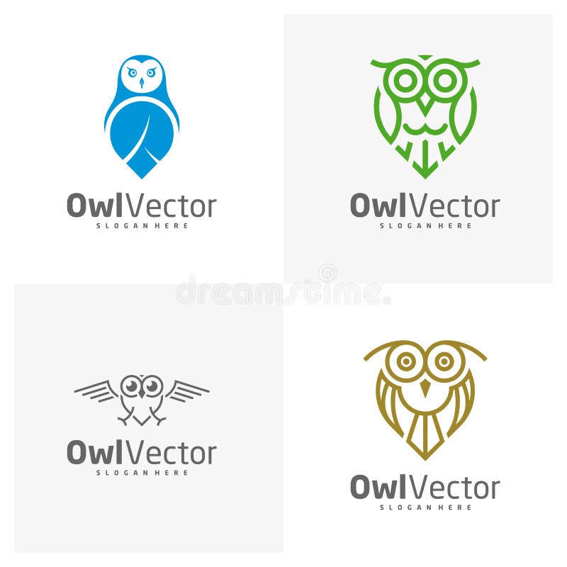 Set of Owl Logo Vector Template, Creative Owl Logo Design Concepts ...