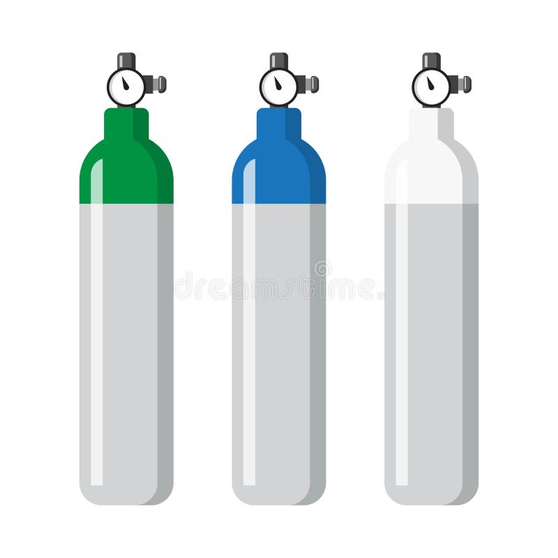 Set of Oxygen cylinder stock vector. Illustration of breathing - 228424515