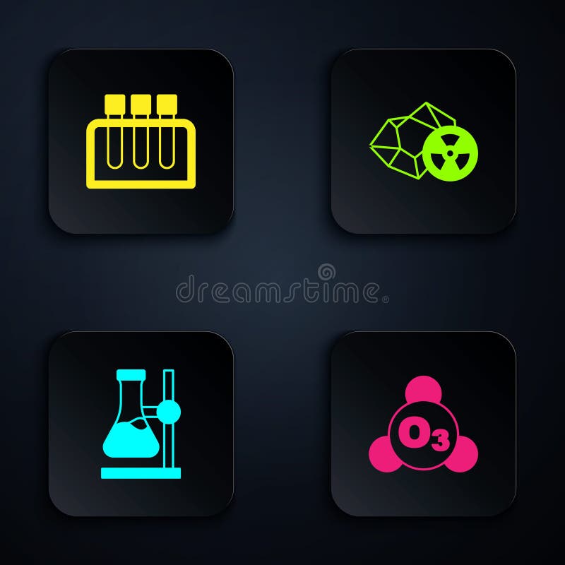Set Ozone, Test Tube, Flask Stand and Radioactive. Black Square Button ... Set Ozone, Test Tube, Flask Stand and Radioactive. Black Square Button ...