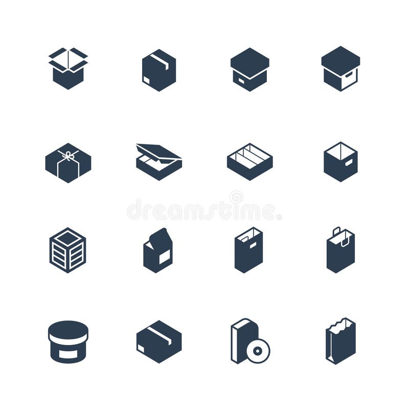 Set of package types icons stock vector. Illustration of pickup - 164477189