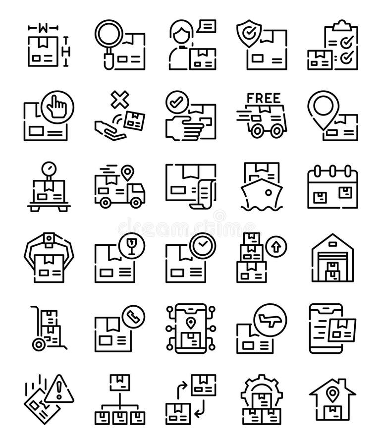 Set of Packaging Delivery Simple Line Web Icons Stock Vector ...