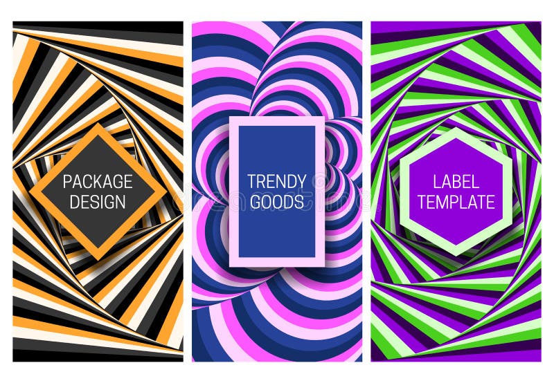 Set of Packaging Design with Various Optical Illusion Striped ...