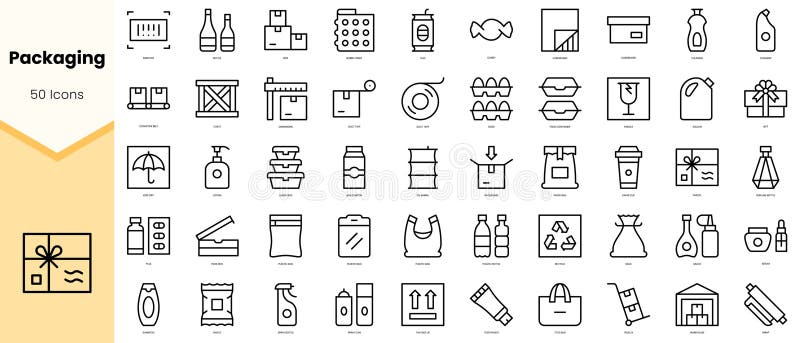 Set of Packaging Icons. Simple Line Art Style Icons Pack Stock Vector ...