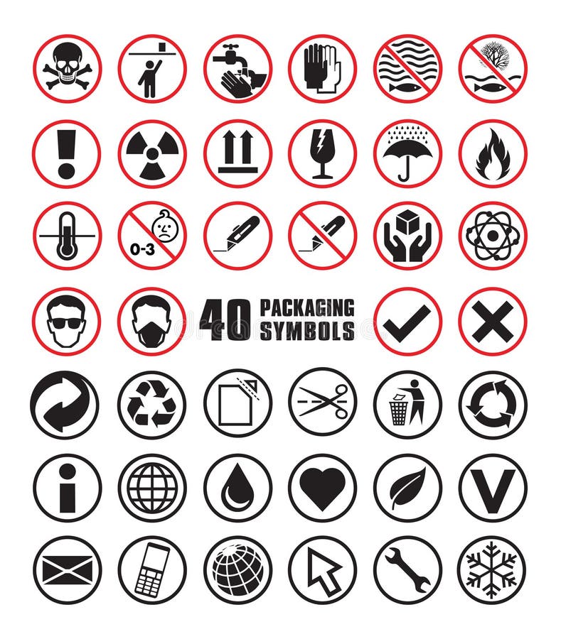 Set of Packaging Symbols in Vector Format Stock Vector - Illustration ...