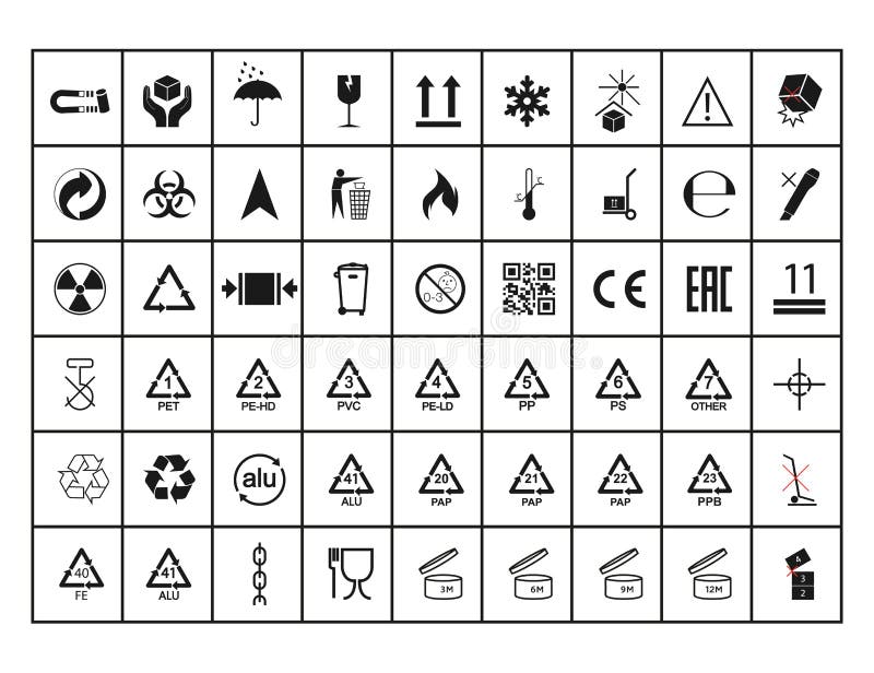 Set of Packaging Symbol. Vector Illustration. Flat Design Stock Vector ...