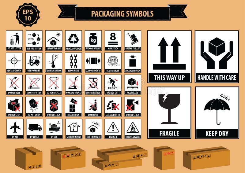 Cardboard Boxes Warning Labels Stock Illustrations – 22 Cardboard Boxes ...