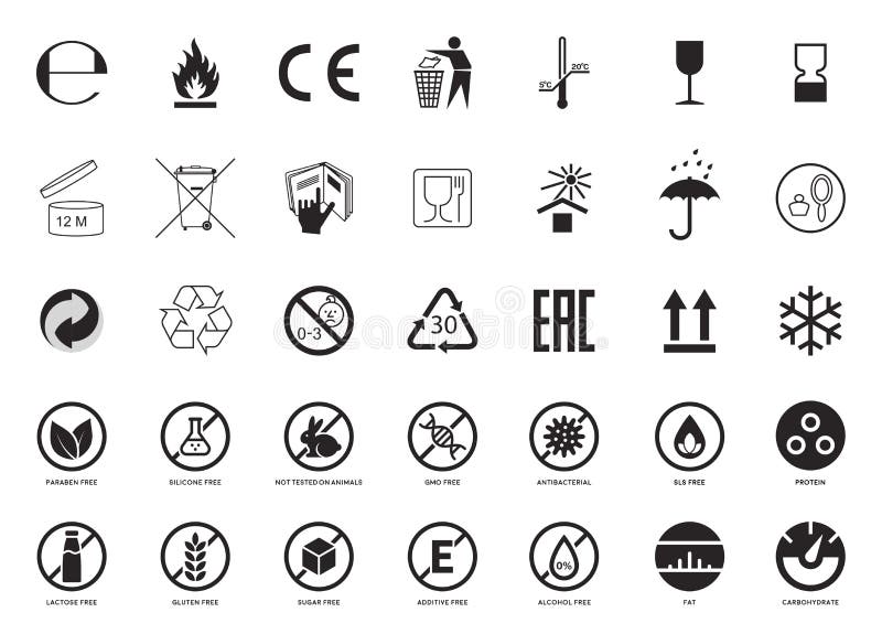 Set of Packaging Symbols stock illustration. Illustration of icon ...