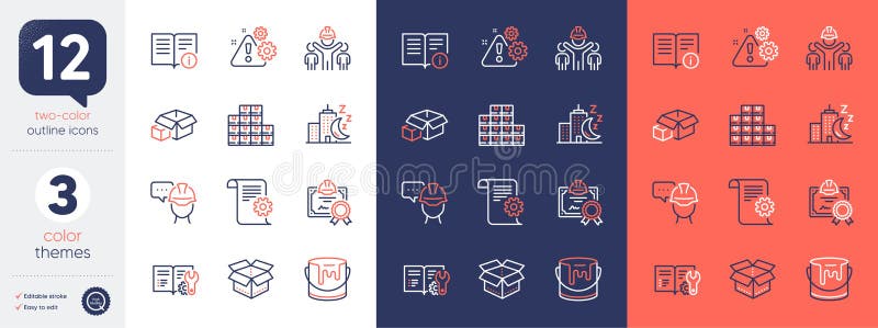 Set of Packing Boxes, Open Box and Certificate Line Icons. for Design ...