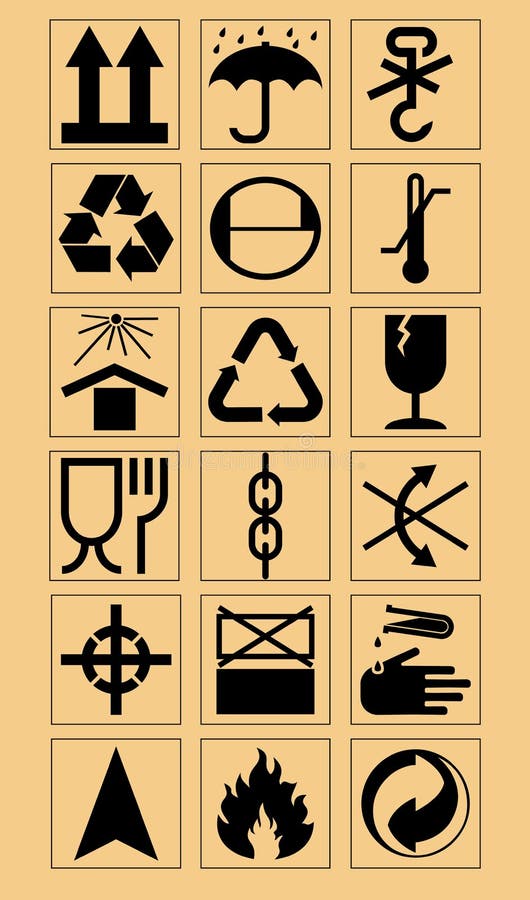 Set of Packing Symbols. Black an White Vector Illustration Stock Vector ...