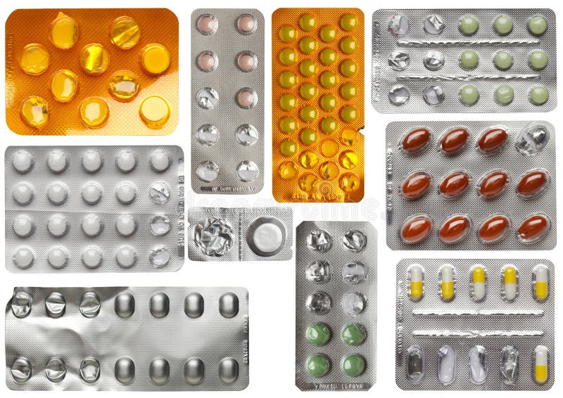 Set of Packs of Pills Isolated on White Stock Image - Image of healthy ...