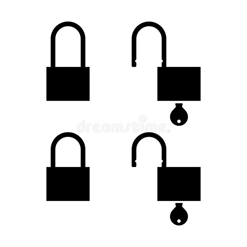 Set of Padlock or Lock Icon Vector. Safe and Security Symbol Stock ...