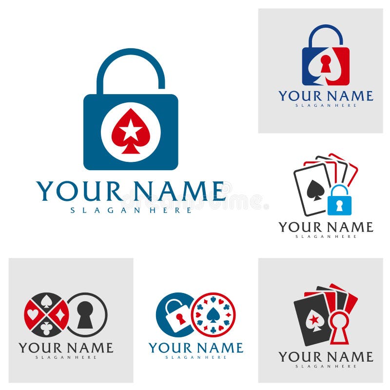 Set of Padlock Poker Logo Vector Template, Creative Poker Logo Design ...