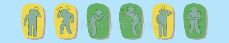 Set of Pain and Affliction Cartoon Icon Design Template with Various ...