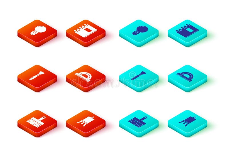 Set Paint Brush, Easel or Painting Art Boards, Protractor, Spiral ...