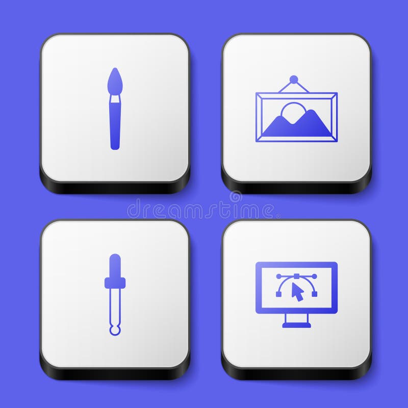 Set Paint Brush, Picture Landscape, Eyedropper Color Picker Palette and ...