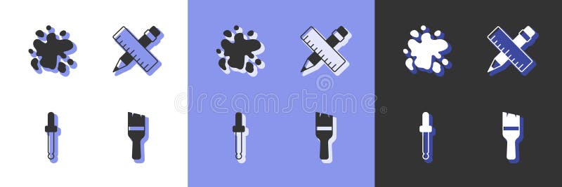 Set Paint Brush, Spray, Eyedropper Color Picker Palette and Crossed ... Set Paint Brush, Spray, Eyedropper Color Picker Palette and Crossed ...
