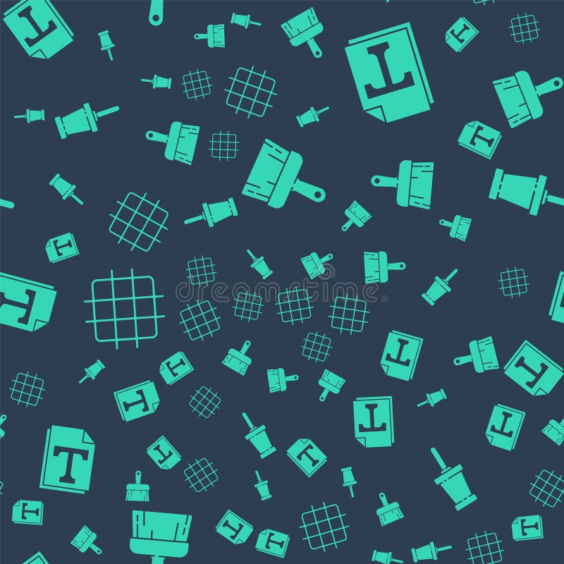 Set Paint Brush, Text File Document, Grid Graph Paper and Push Pin on ...