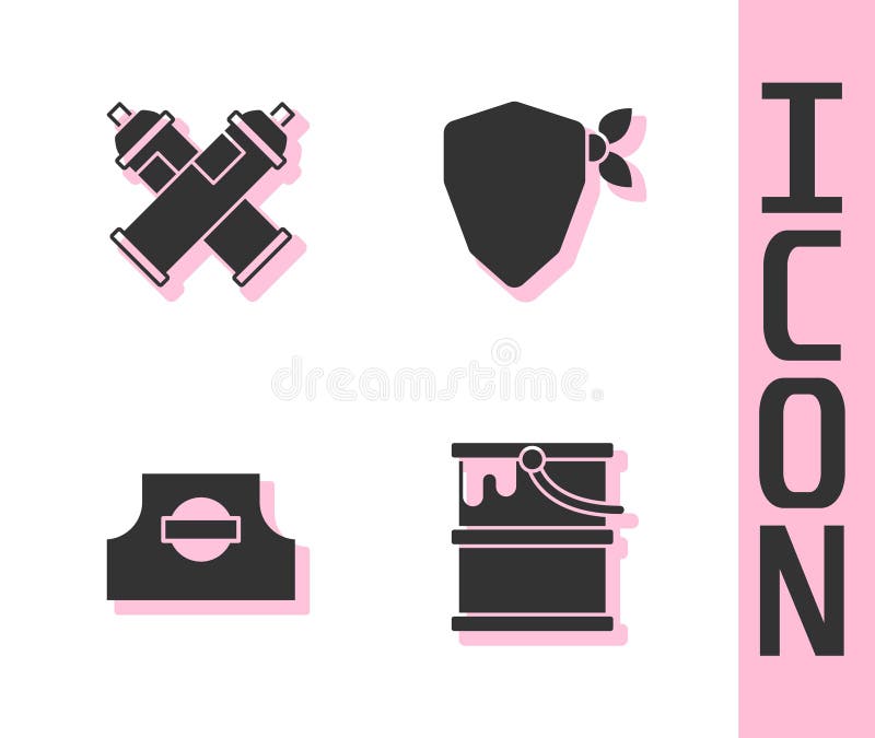 Set Paint Bucket, Spray Can, Spray Nozzle Cap and Vandal Icon. Vector ... Set Paint Bucket, Spray Can, Spray Nozzle Cap and Vandal Icon. Vector ...
