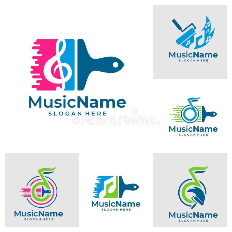 Set of Paint Music Logo Vector. Music Paint Logo Design Template Stock ...