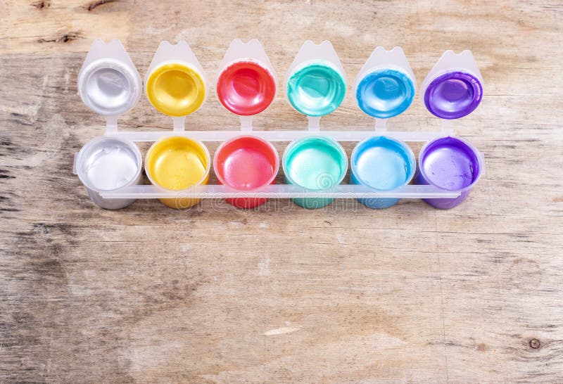 Set of Paint Pots in Metallic Colors for Decorations Stock Image ...