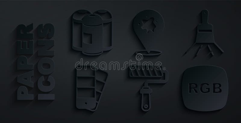 Set Paint Roller Brush, Color Palette Guide, RGB, Spray and Can Icon ... Set Paint Roller Brush, Color Palette Guide, RGB, Spray and Can Icon ...