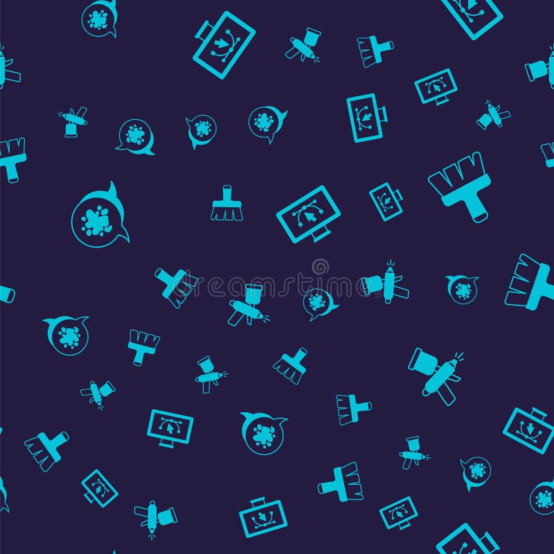 Set Paint Spray, Brush, Computer with Design Program and Gun on ...