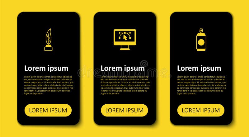 Set Paint Spray Can, Computer with Design Program and Feather and ...