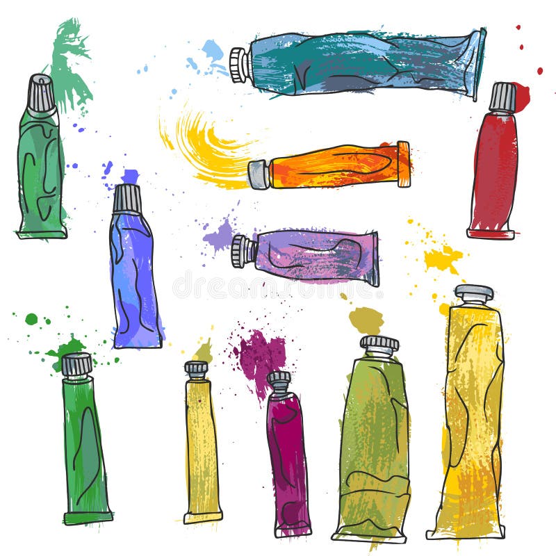 Set of paint tubes stock vector. Illustration of paint - 95682045