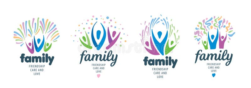 A Set of Painted Abstract Family Logos on a White Background Stock ...