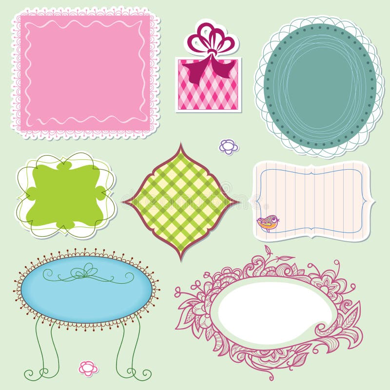 A Set of Painted Frames. a Box with a Gift Stock Vector - Illustration ...
