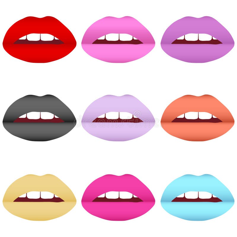 Set of painted lips stock illustration. Illustration of mouth - 88747651