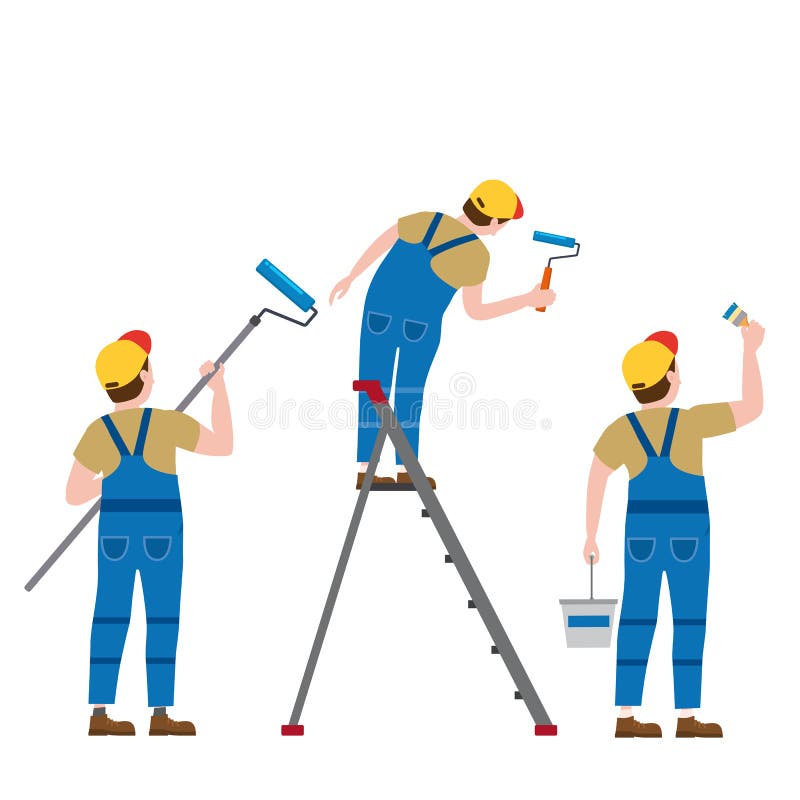 Set Painter Proffessional Characters Man at Work. Male Painters in ...