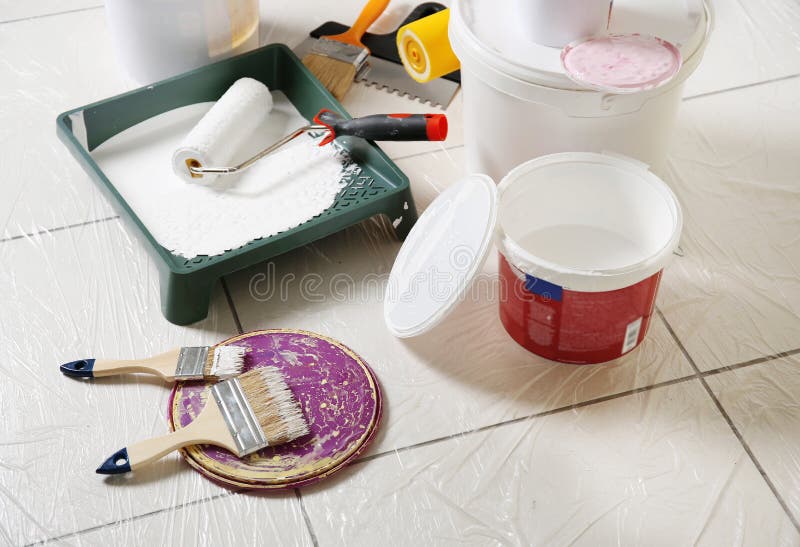 Set of painter tools stock image. Image of creative - 116579881