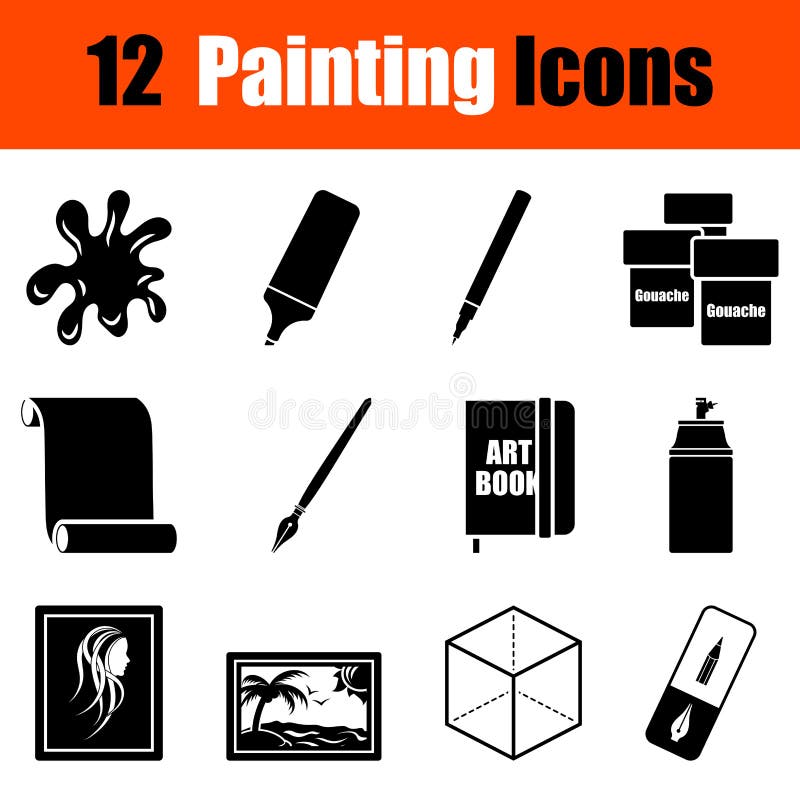 Set of painting icons stock vector. Illustration of icon - 69739755