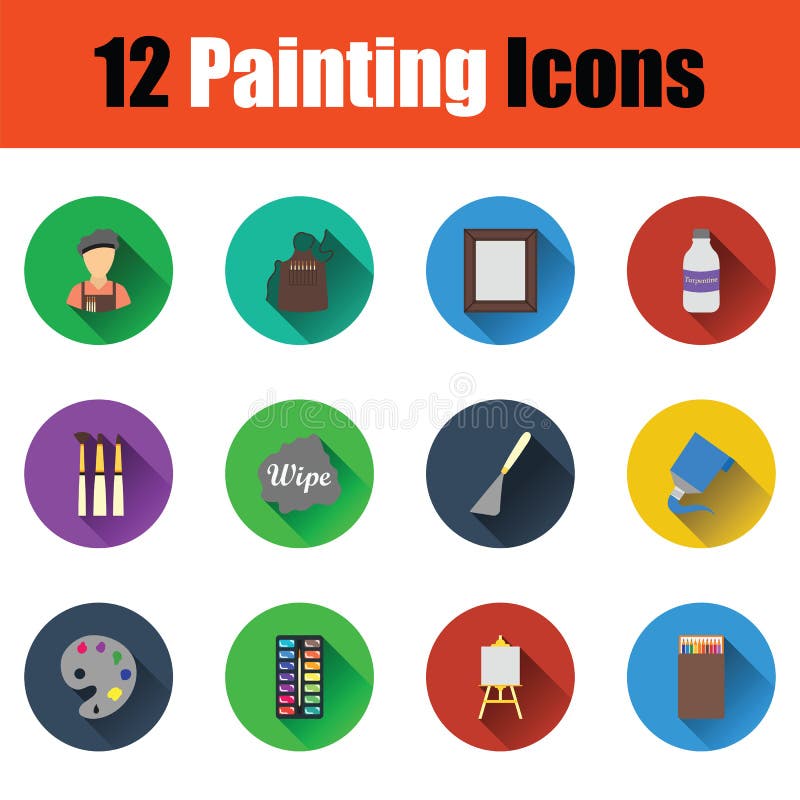 Set of painting icons stock illustration. Illustration of drawing ...