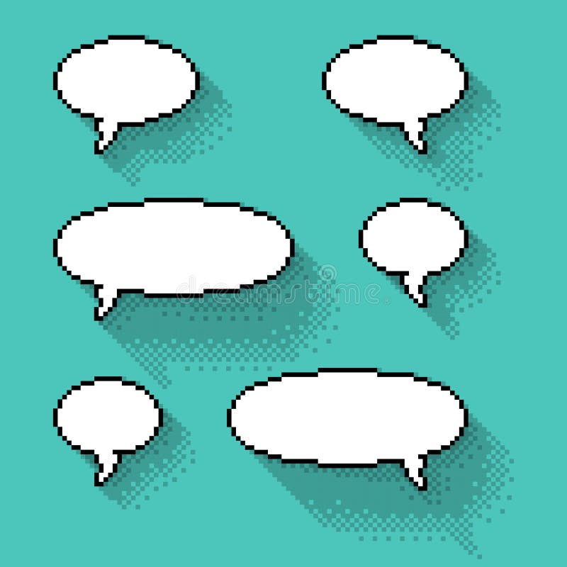 8-bit Pixel Social Networking Speech Bubbles: Smil Stock Vector ...