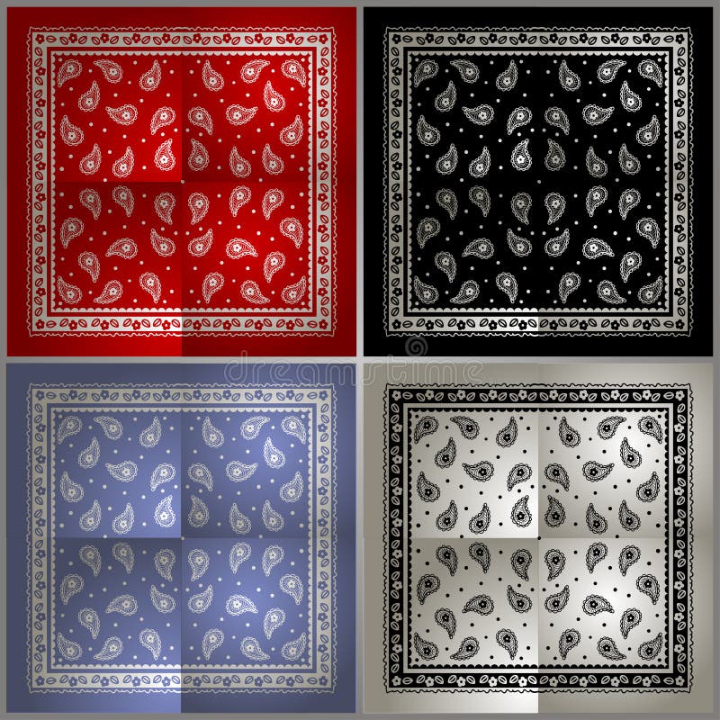 Set Paisley Bandana Simple Pattern Stock Illustrations – 10 Set Paisley ...